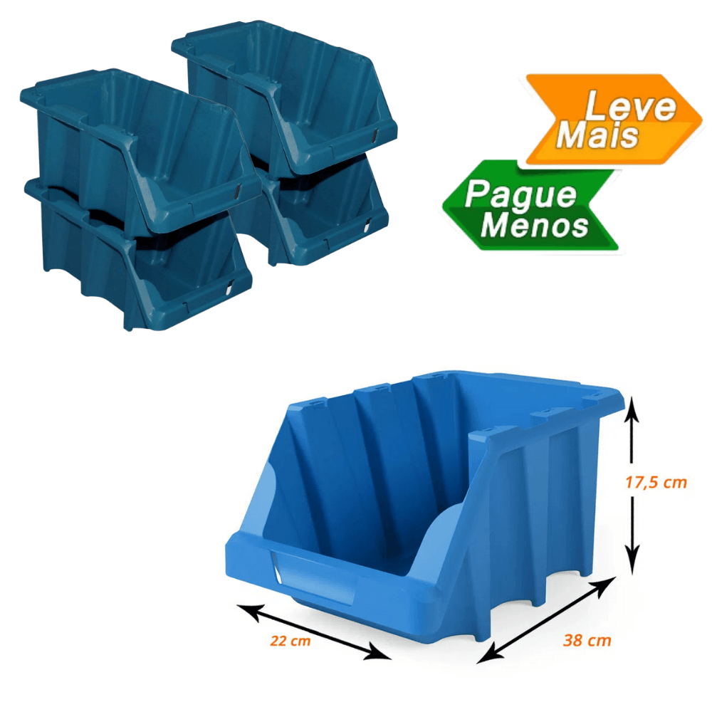 Gaveta Plástica Prática Empilhável para estante azul bin N. 7 42004 ...