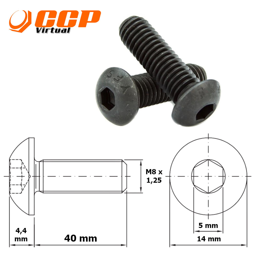 Parafuso allen abaulado aço liga m8-1,25 x 40 | CCP Virtual - ccp