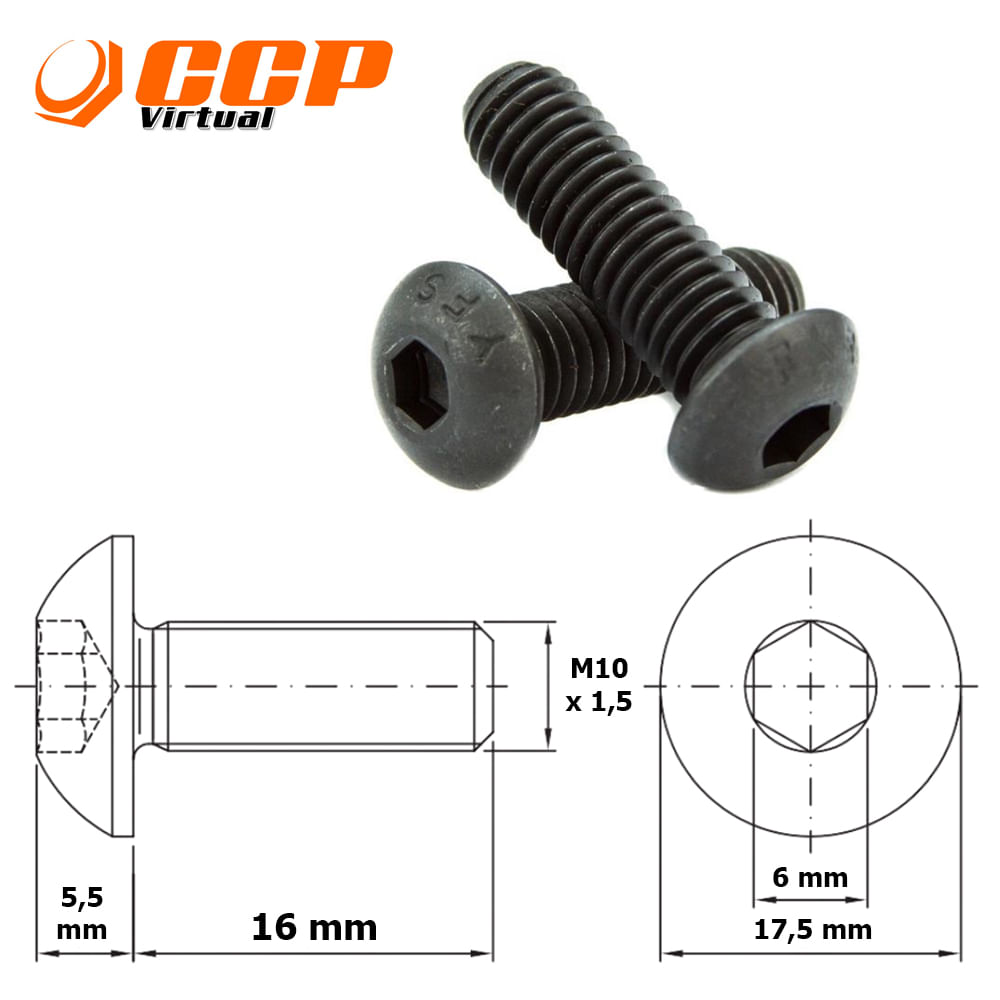 Parafuso allen com cabeça abaulado aço liga m 10-1,50 x 16 | CCP ...