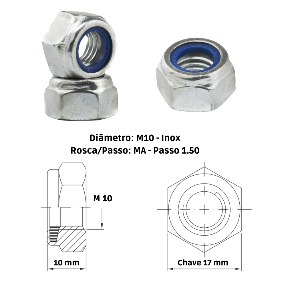 Porca sextavada travante - m10-1,50 ma inox a2 | CCP Virtual - ccp