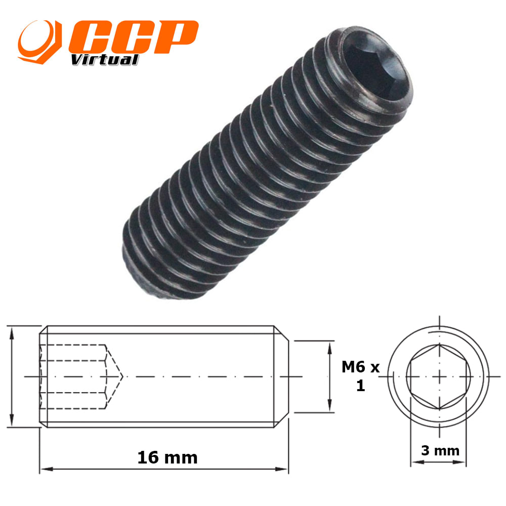 Parafuso allen sem cabeça aço liga m6-1,00 x 16 | CCP Virtual - ccp